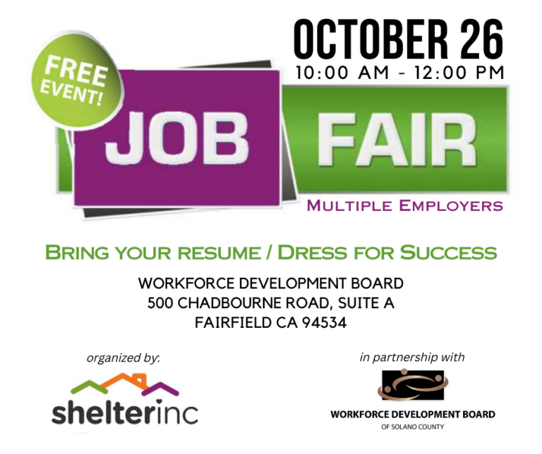 Job Fair organized by Shelter Inc. - WDB Solano